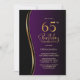 Black Gold Purple 65th Birthday Party Invitation | Zazzle