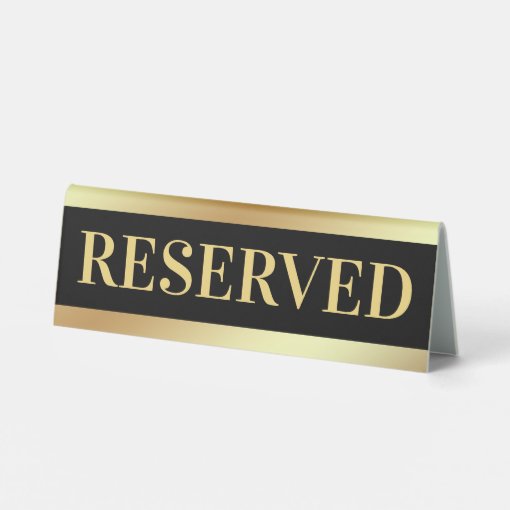 Black Gold Reserved Table Sign | Zazzle