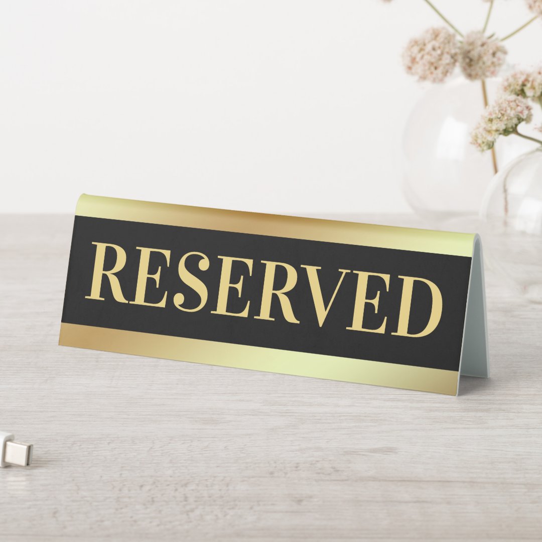 Black Gold Reserved Table Sign | Zazzle
