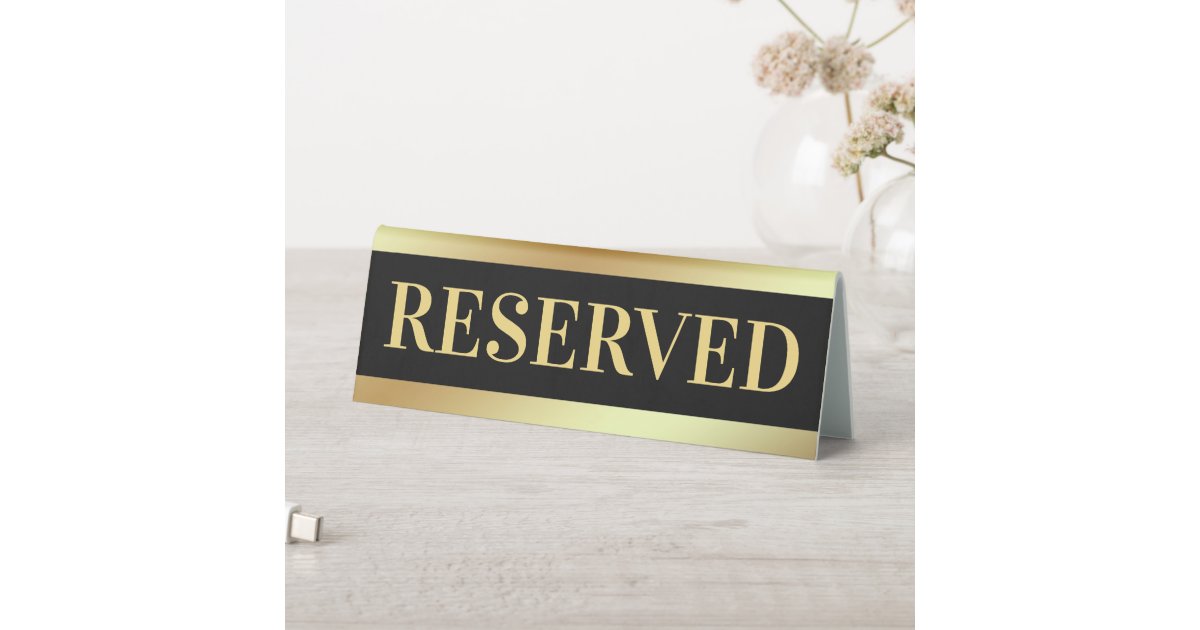Black Gold Reserved Table Sign | Zazzle