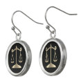 Black & Gold | Scale of Justice | Lawyer Earrings | Zazzle
