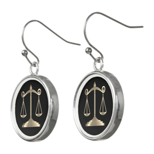Black & Gold | Scale of Justice | Lawyer Earrings | Zazzle