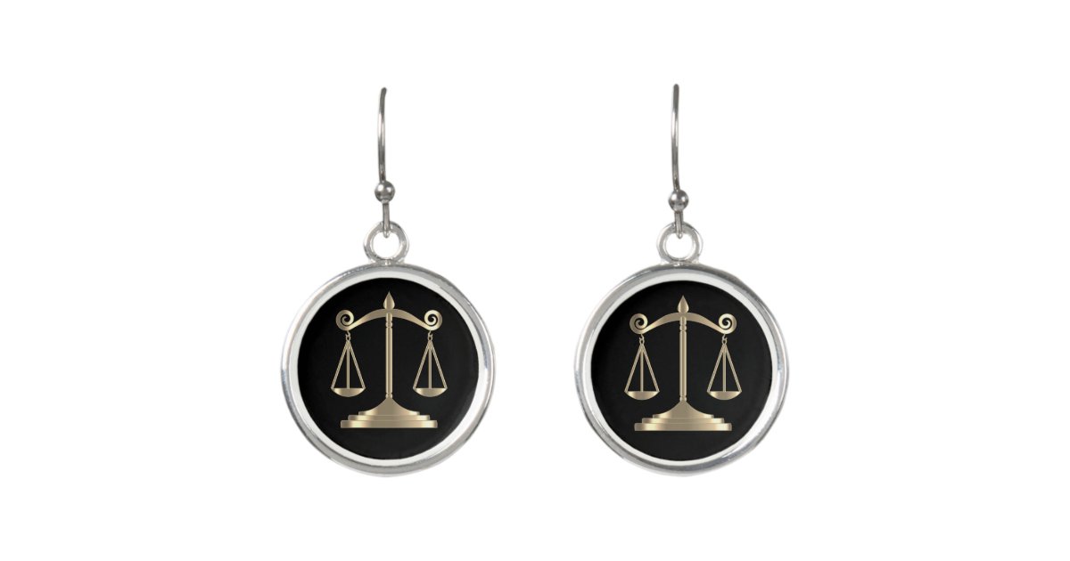 Black & Gold | Scale of Justice | Lawyer Earrings | Zazzle