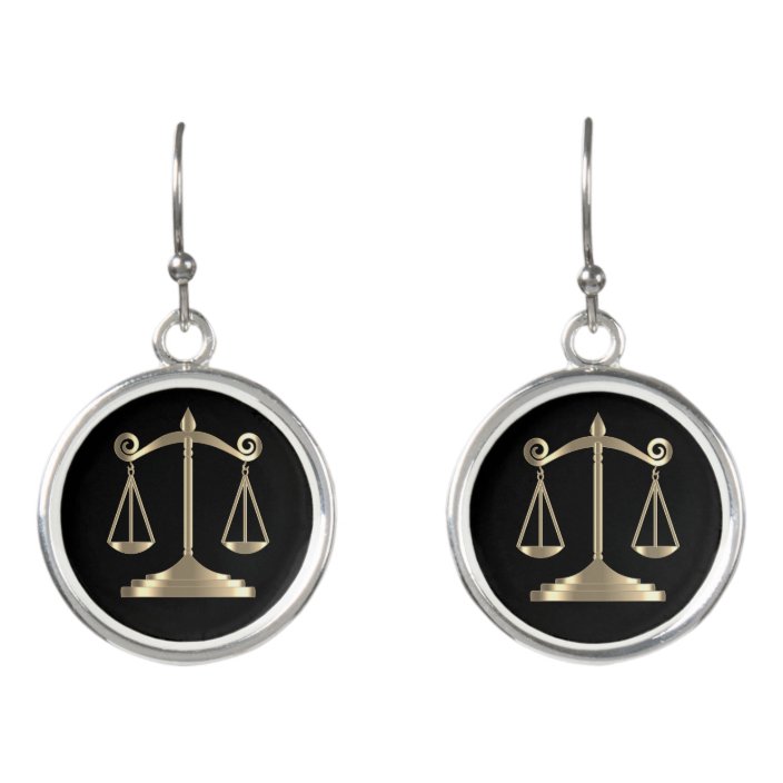 Black & Gold | Scale of Justice | Lawyer Earrings | Zazzle.com