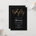 Black gold script 50th birthday invitation | Zazzle