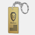 Black Gold Shield USA Flag Monogram Name Manly Keychain | Zazzle