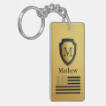 Black Gold Shield USA Flag Monogram Name Manly Keychain | Zazzle