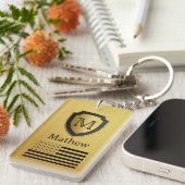 Black Gold Shield USA Flag Monogram Name Manly Keychain | Zazzle