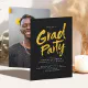 Black & Gold Simple Modern Brush Script Grad Party Invitation | Zazzle