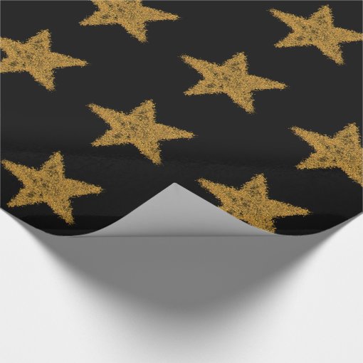 Black Gold Star Wrapping Paper | Zazzle