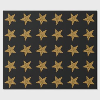 Black Gold Star Wrapping Paper | Zazzle