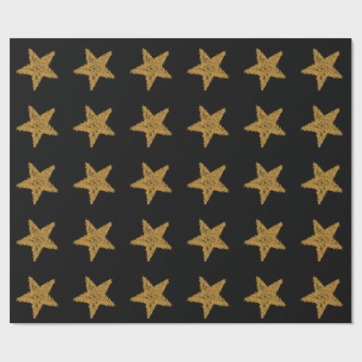 Black Gold Star Wrapping Paper | Zazzle