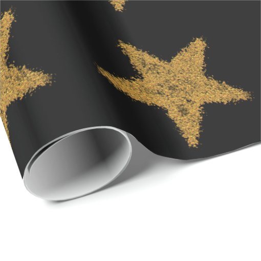 Black Gold Star Wrapping Paper | Zazzle