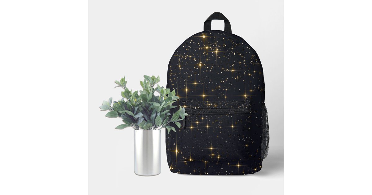 Black Gold Starry Night Printed Backpack | Zazzle