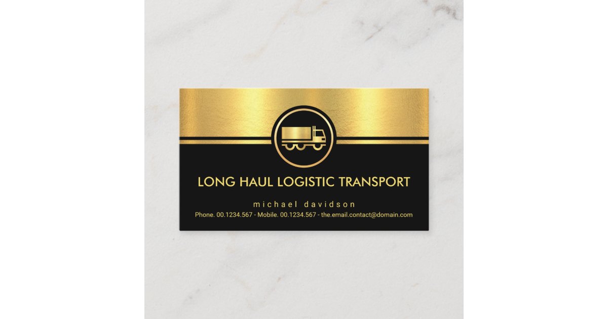Black Gold Stripes Logistics Transportation Driver Business Card | Zazzle