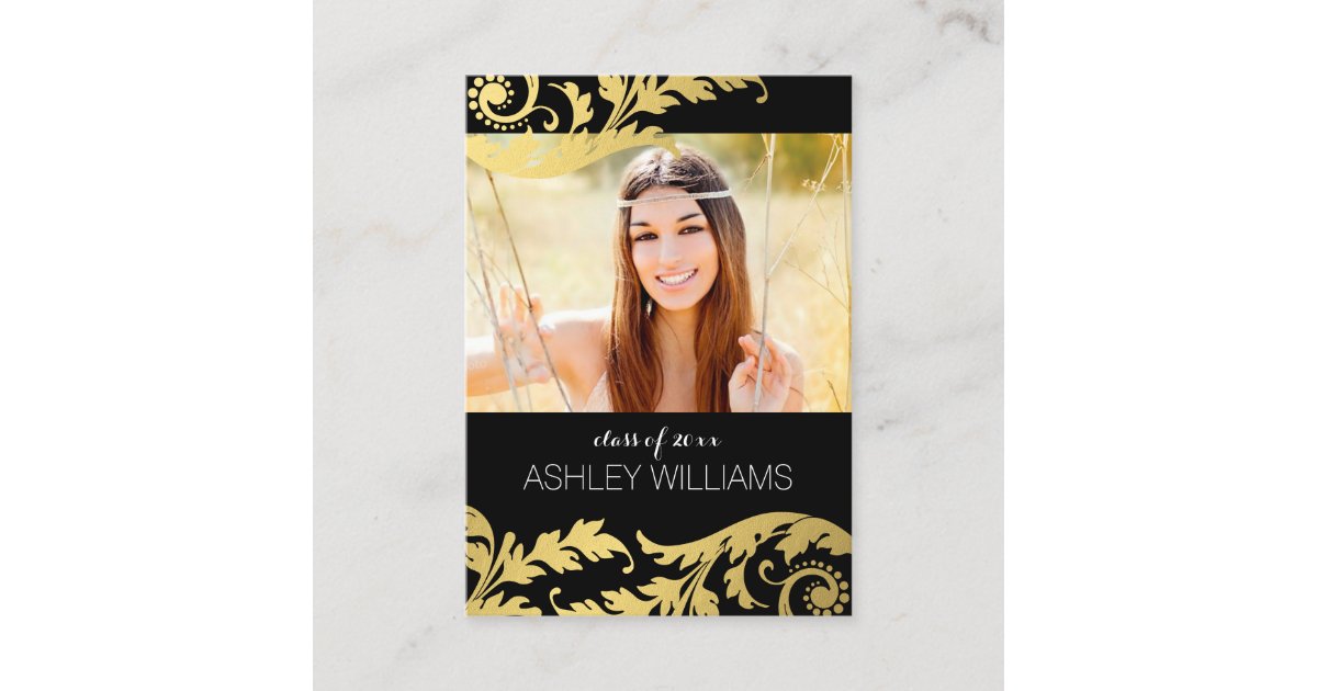 Black Gold Swirls Senior Rep Marketing Calling Card | Zazzle