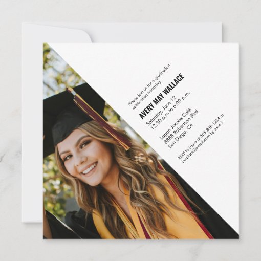 Black Gold Tassel Unique Graduation Custom Photo Invitation | Zazzle
