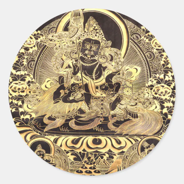 Black & Gold Tibetan Buddhist Art Classic Round Sticker | Zazzle