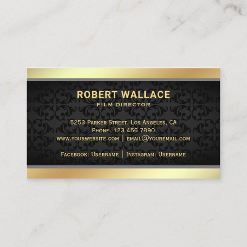 Black Gold Video Camera Professional Film Director Business Card | Zazzle