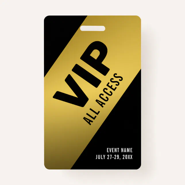 Black Gold VIP All Access Pass Event ID Badge | Zazzle