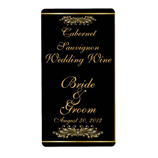Black & Gold Wedding Wine Label | Zazzle.com