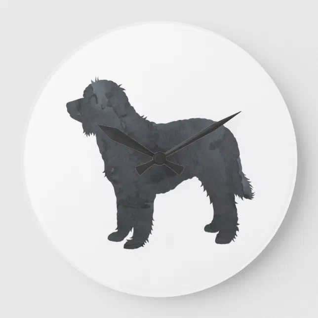 Black Goldendoodle / Labradoodle Artwork Large Clock | Zazzle