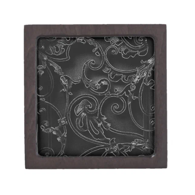 Black gothic baroque swirl pattern gift box | Zazzle