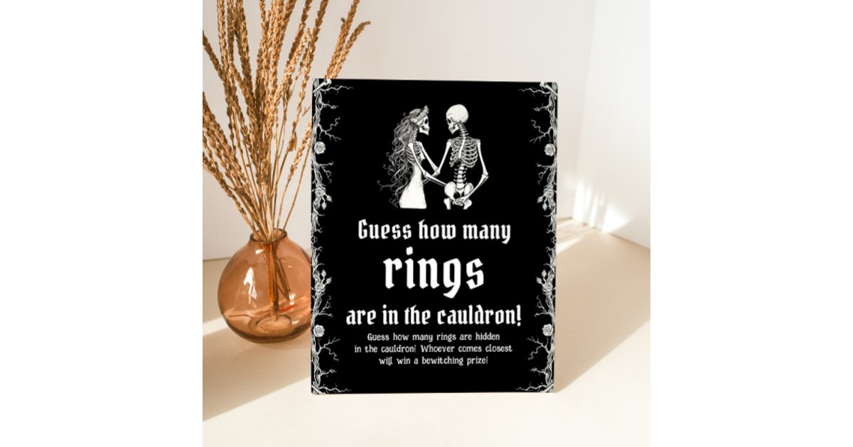 Black Gothic Halloween Guess How Many Rings Game Pedestal Sign | Zazzle