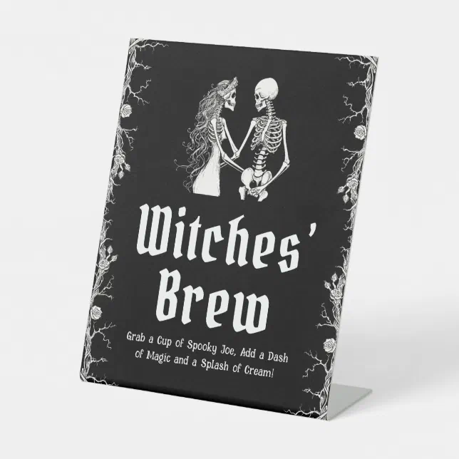 Black Gothic Halloween Skeleton Witches’ Brew Sign | Zazzle