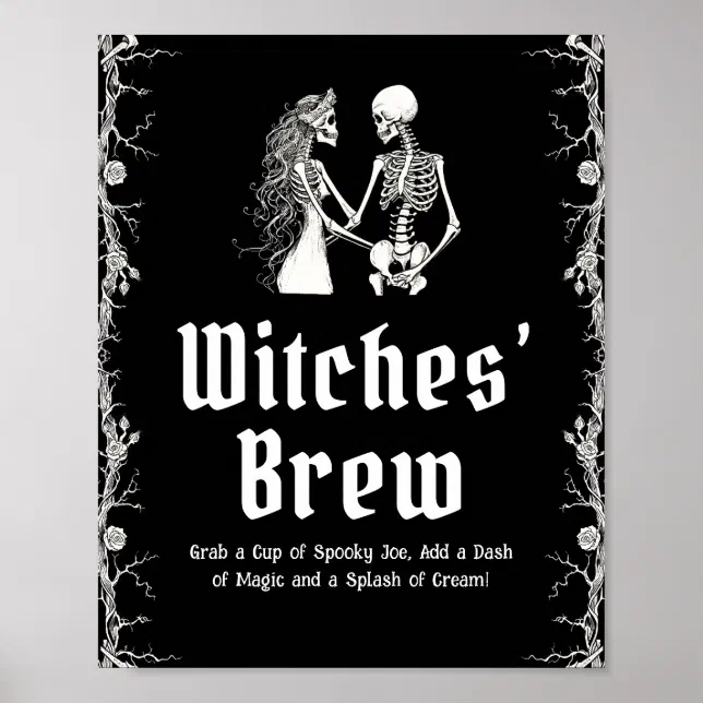Black Gothic Halloween Skeleton Witches’ Brew Sign | Zazzle
