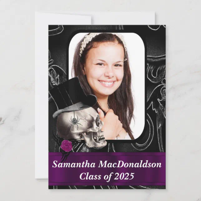 Black Gothic photo graduation Invitation | Zazzle