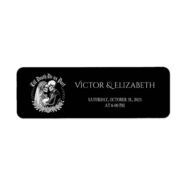 Black Gothic Till Death Wedding Return Address Label | Zazzle