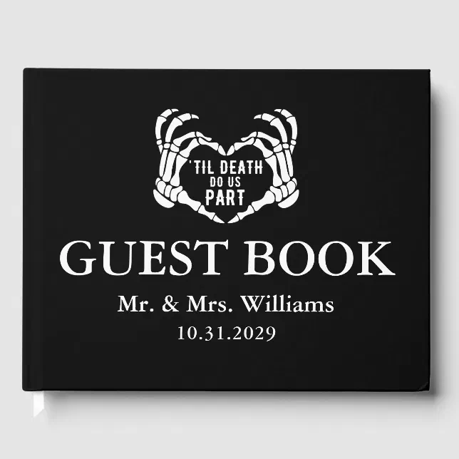 Black Gothic Wedding Til Death Do Us Part Guest Book | Zazzle