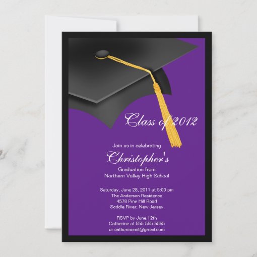 Black Grad Cap Graduation Party Invitation | Zazzle
