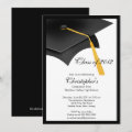 Black Grad Cap Graduation Party Invitation | Zazzle