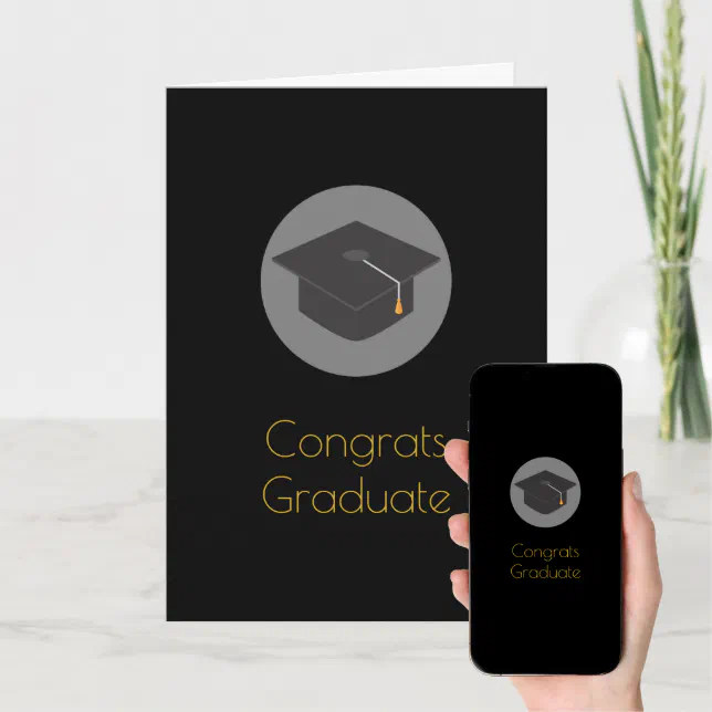 Black Graduation Cap Congrats Graduate Card | Zazzle