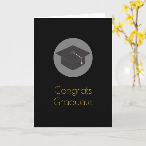 Black Graduation Cap Congrats Graduate Card | Zazzle
