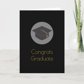 Black Graduation Cap Congrats Graduate Card | Zazzle