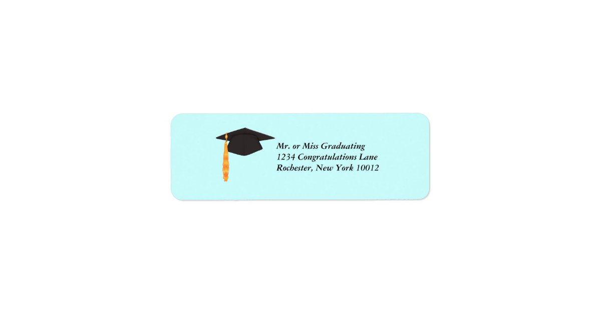 Black Graduation Cap Graduation Address Labels | Zazzle