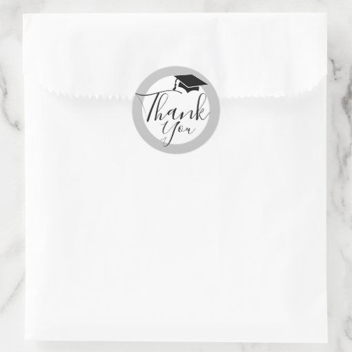 Black Graduation Cap | Graduation Thank You Classic Round Sticker | Zazzle