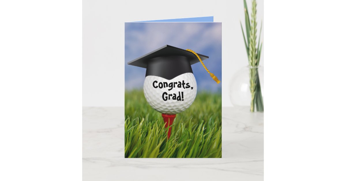 Black Graduation Cap On Golf Ball Card | Zazzle