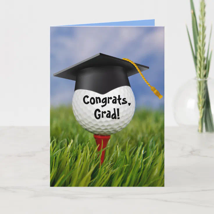 Black Graduation Cap On Golf Ball Card | Zazzle
