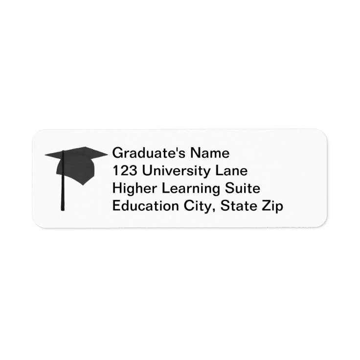 Black Graduation Cap, Tassel Return Address Labels | Zazzle
