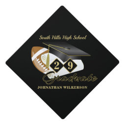 Black Graduation Football Personalized Graduation Cap Topper | Zazzle