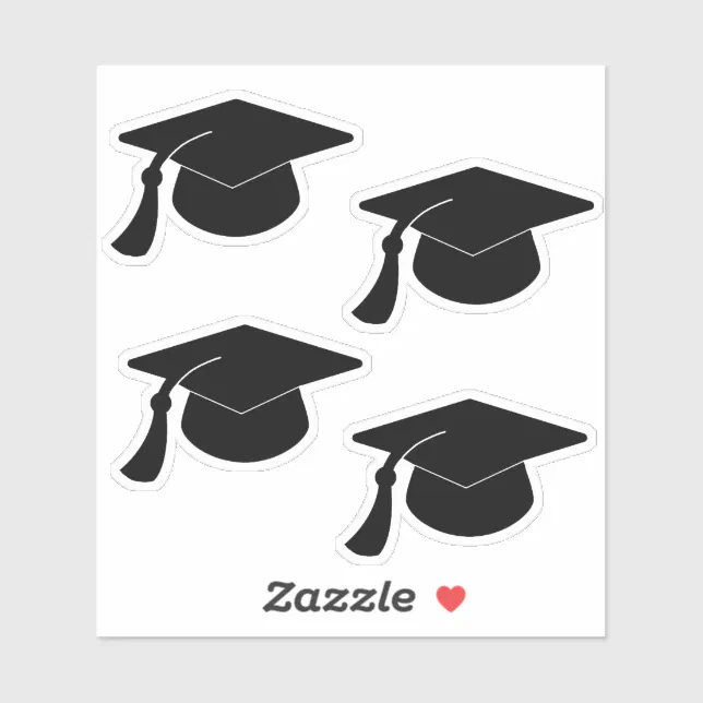 Black Graduation Hat Simple Pattern Graduate Sticker | Zazzle