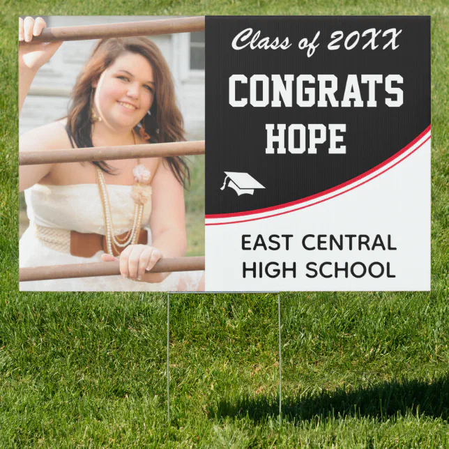 Black Graduation | Senior Photo Graduation Sign | Zazzle