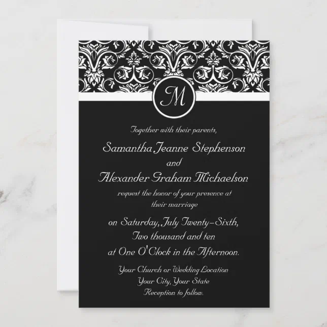 Black Grand Insignia Wedding Invitations | Zazzle