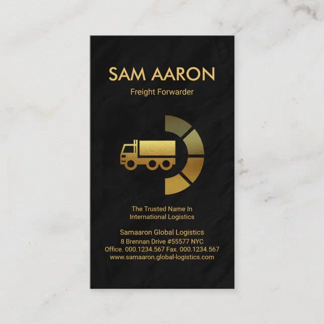 Black Granite Grunge Gold Truck Global Transport Business Card | Zazzle