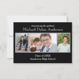 Black/Gray Background - 3x5 Graduation Party Invitation | Zazzle