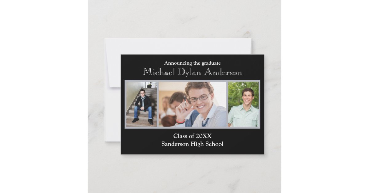 Black/Gray Background - 3x5 Graduation Party Invitation | Zazzle